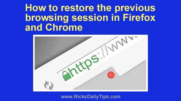 How to restore the previous browsing session in any web browser How to restore the previous browsing session in any web browser